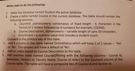 solved write code to do the following 1 make the database