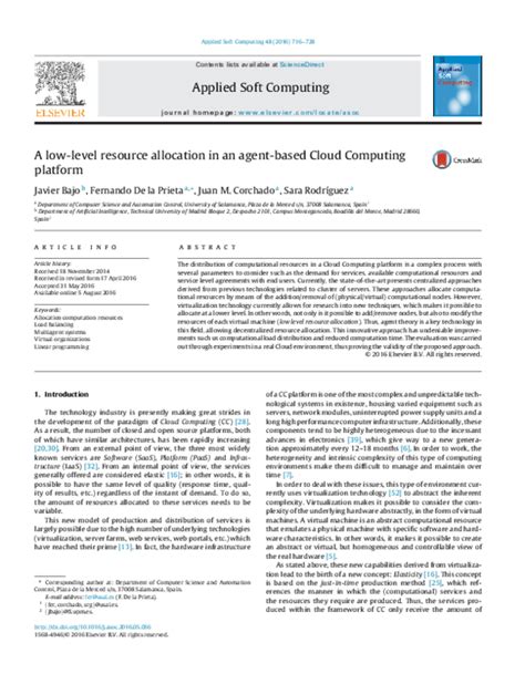 Pdf A Low Level Resource Allocation In An Agent Based Cloud Computing