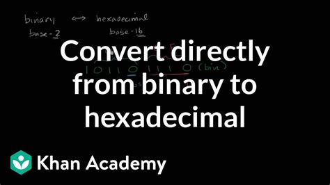Converting Directly From Binary To Hexadecimal Pre Algebra Khan