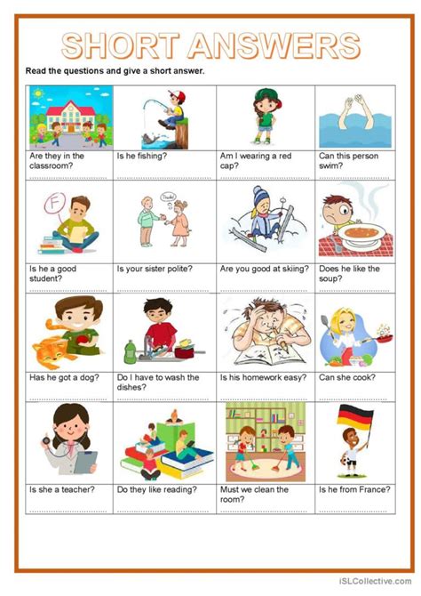 Short Answers English Esl Worksheets Pdf And Doc