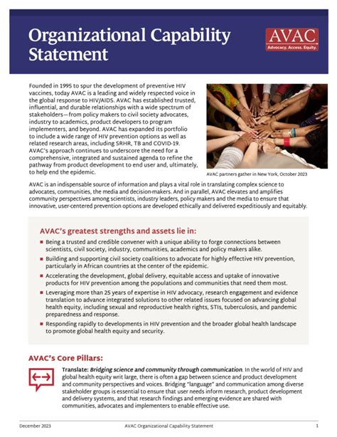 Organizational Capability Statement Avac