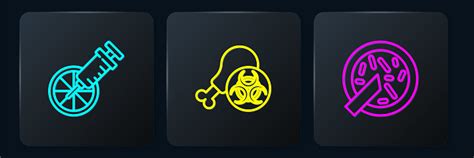 세트 라인 유전자 변형 오렌지 박테리아와 Gmo 연구 닭페트리 접시 검은 색 사각형 버튼 벡터 0명에 대한 스톡 벡터 아트 및 기타 이미지 Istock