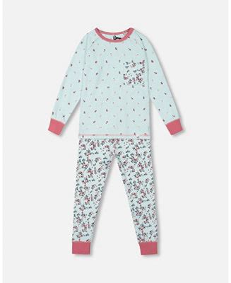 Girl Organic Cotton Long Sleeve Two Piece Printed Floral Top And Pant