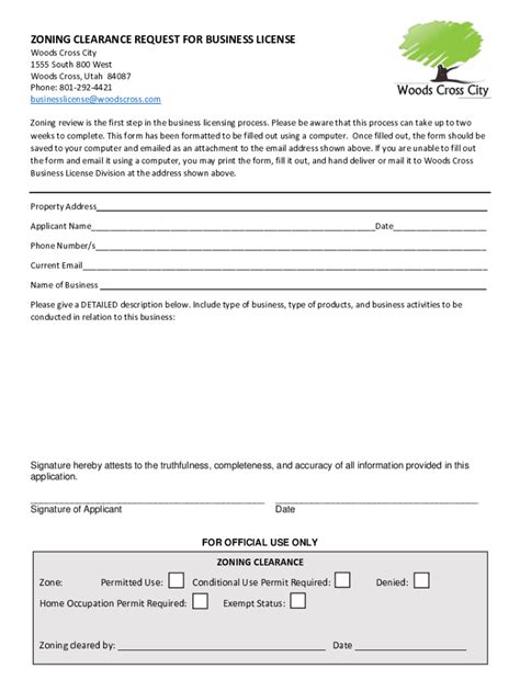 Fillable Online Free Fillable Zoning Clearance Request For Business Fax Email Print Pdffiller