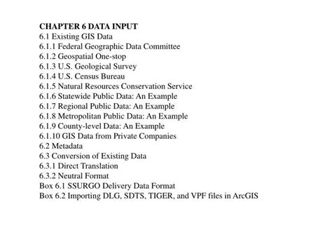 Ppt Chapter 6 Data Input 61 Existing Gis Data 611 Federal