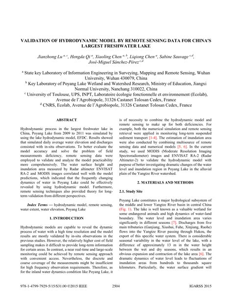 Pdf Validation Of Hydrodynamic Model By Remote Sensing Data For China