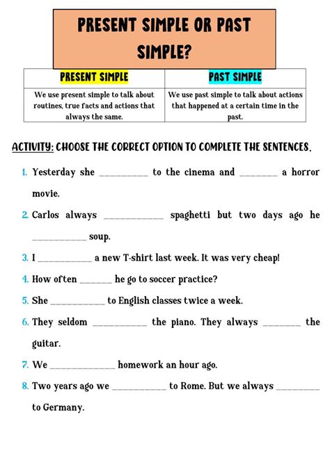 Past Simple Vs Present Simple Worksheet