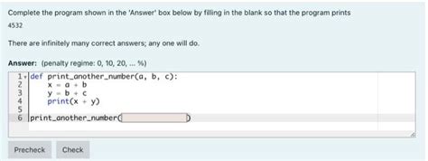 solved complete the program shown in the answer box below