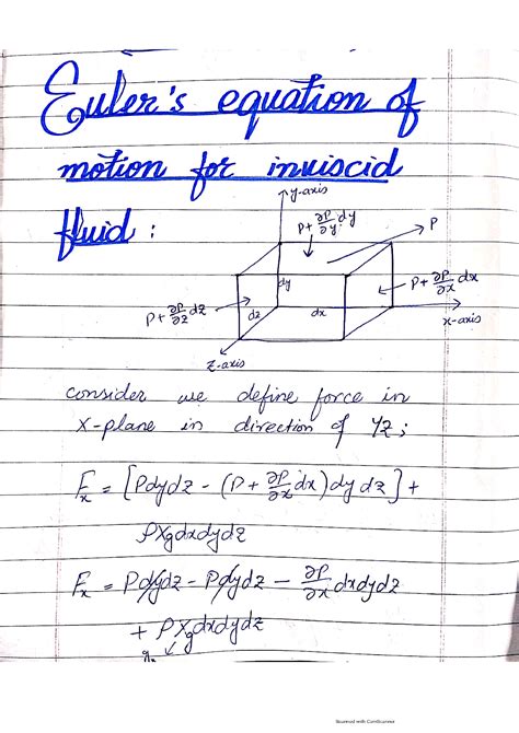 SOLUTION Euler S Equation Of Motion For Inviscid Fluid Studypool
