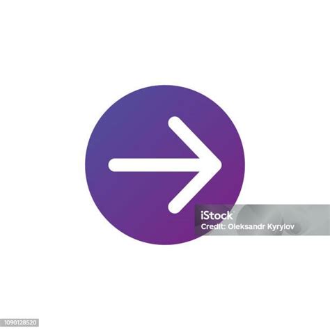 바로 화이트 라운드 보라색 그라데이션 원 아이콘에 화살표 벡터 일러스트 레이 션 화이트에 격리 아이콘을 계속 합니다 다음 로그인 동쪽 화살표입니다 곧은에 대한 스톡 벡터