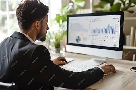 Premium Photo Professional Man Analyzing A Chart On Computer