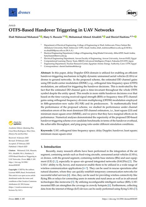 Pdf Otfs Based Handover Triggering In Uav Networks