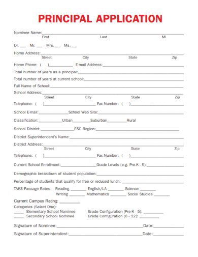 Free 25 Principal Application Samples In Ms Word Apple Pages Pdf