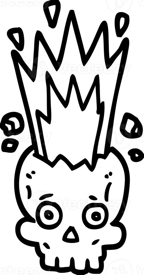 Line Drawing Cartoon Exploding Skull Icon PNG