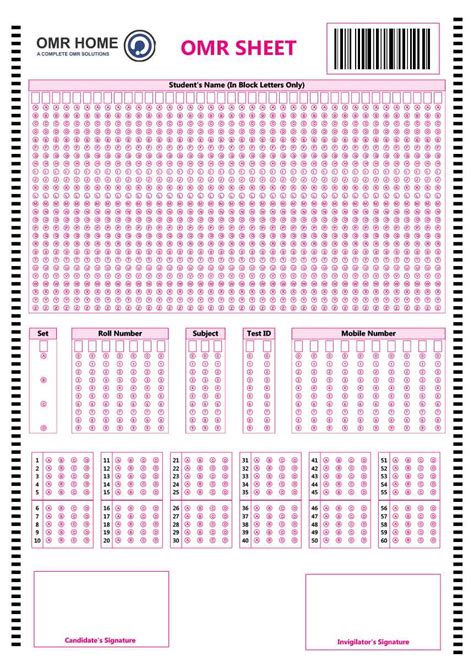 120 Questions Sample Omr Sheet