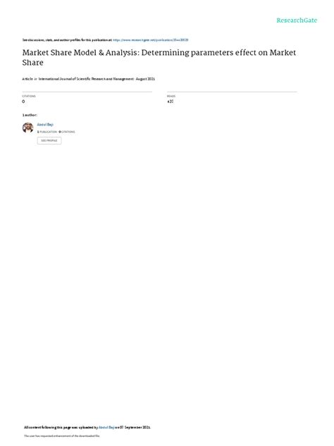 Market Share Model Analysis Determiningparameterseffecton Market Share Pdf Market Economics