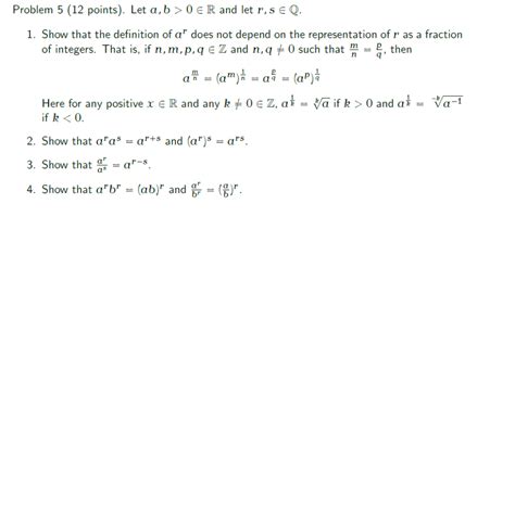 Solved Problem Points Let A B R And Let R SQ Chegg Com