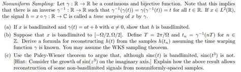 Solved Nonuniform Samplingneed Nonuniform Sampling Let