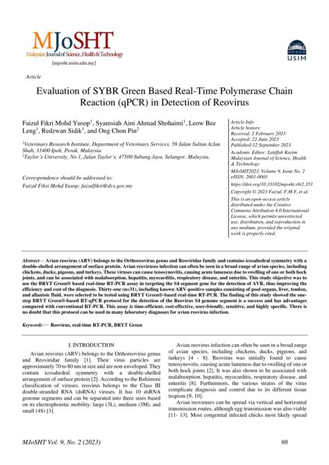 Pdf Evaluation Of Sybr Green Based Real Time Polymerase Chain Reaction Qpcr In Detection Of
