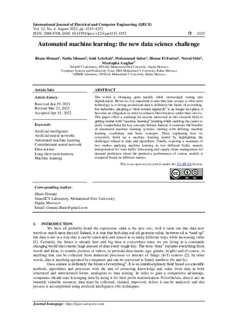 Pdf Automated Machine Learning The New Data Science Challenge