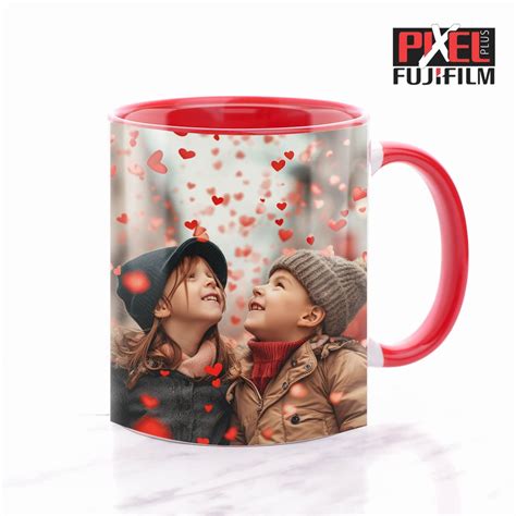 Червена чаша с Ваша снимка или надпис Fujifilm Bg