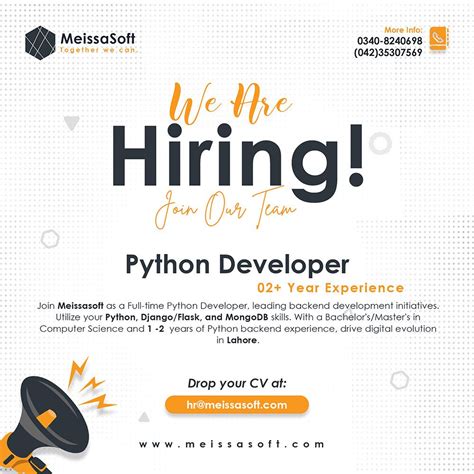 Meissasoft On Linkedin Pythondeveloper Jobhiring Jobalert Backenddeveloper Hiring