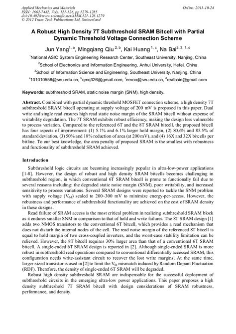 A Robust High Density 7t Subthreshold Sram Bitcell With Partial Dynamic