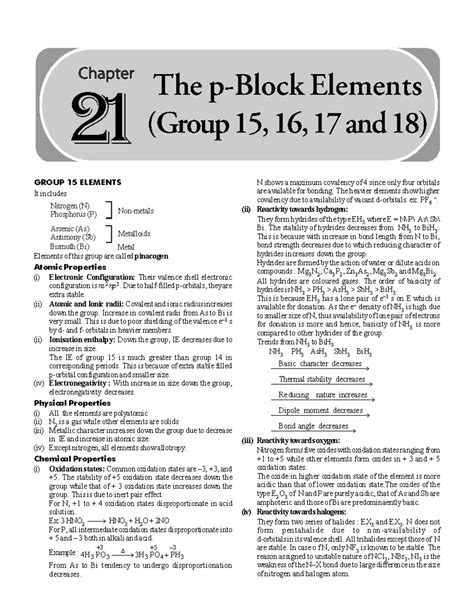 21 The P Block Elements Group 15 16 17 And 18 496 CHEMISTRY GROUP 15 ELEMENTS It Includes