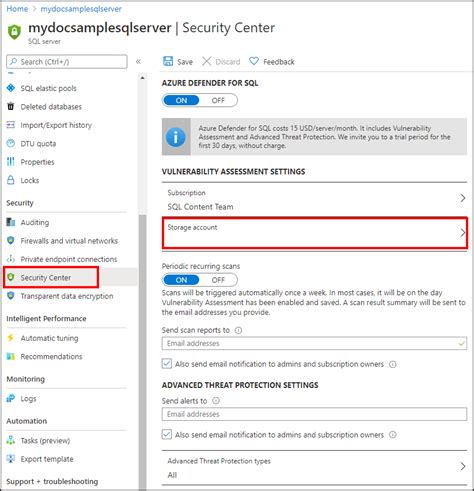 ファイアウォールと Vnet の内側のアクセス可能なストレージ アカウントに脆弱性評価スキャンの結果を格納する Azure Sql Database Microsoft Learn