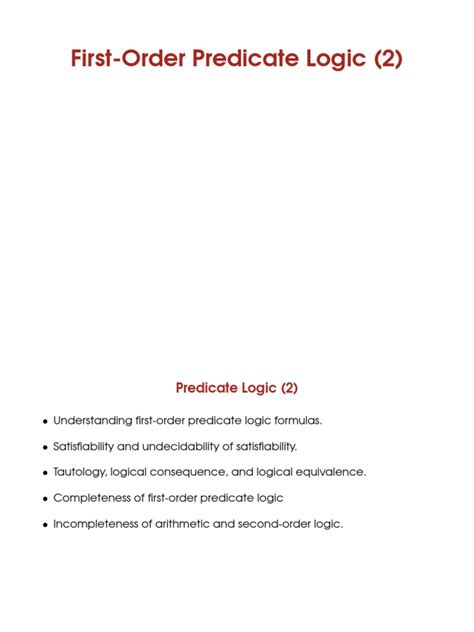 First Order Predicate Logic Download Free Pdf First Order Logic Logic