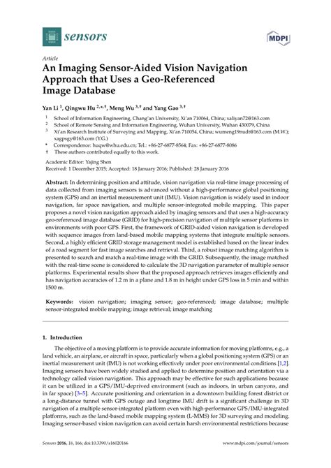 pdf an imaging sensor aided vision navigation approach that uses a