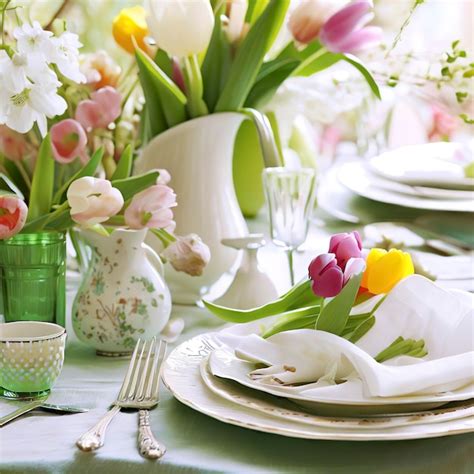 Premium Ai Image Spring Table Setting