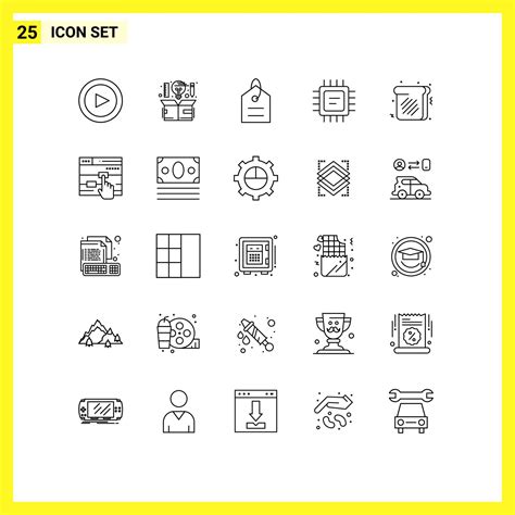 Set Of 25 Modern Ui Icons Symbols Signs For Food Toast Finance Processor Cpu Editable Vector