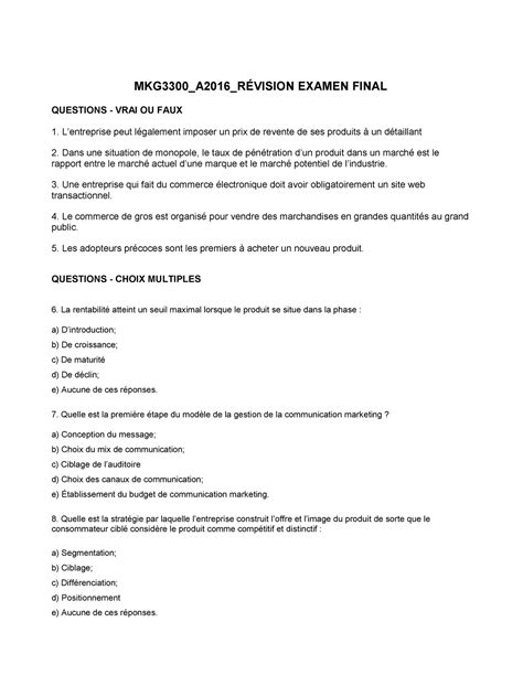 Examen Type Pratique 8 Octobre 2016 Questions Et Réponses Warning