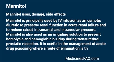Mannitol Uses Dosage Side Effects Food Interaction And Faq
