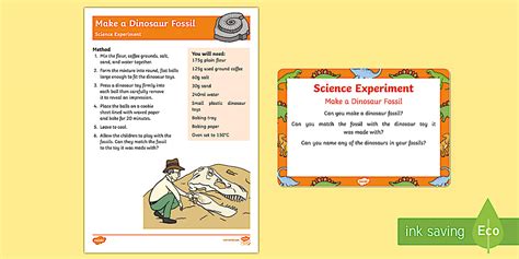 Eyfs Make A Dinosaur Fossil Science Experiment And Prompt Card Pack