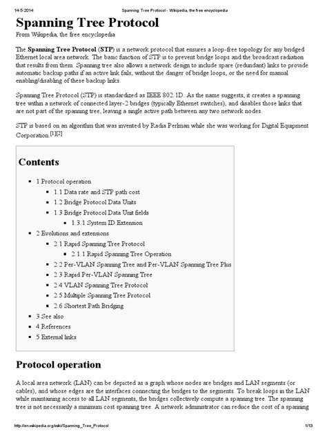 Pdf Spanning Tree Protocol Wikipedia The Free Encyclopedia Dokumen Tips