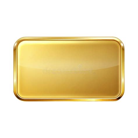 Gold Rectangle Button Isolated On White Background Stock Illustration Illustration Of Leather