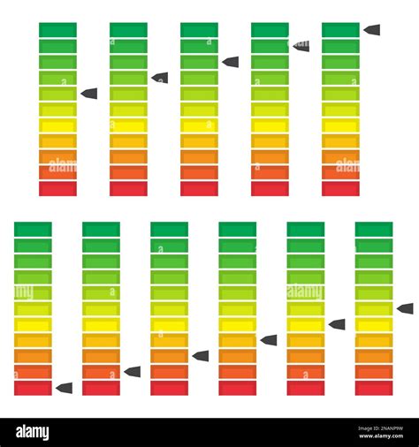 color coded progress level indicator with units vector illustartion
