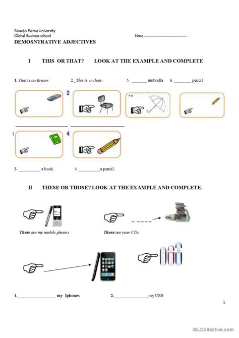 DEMOSNTRATIVE AND POSSESSIV English ESL Worksheets Pdf Doc