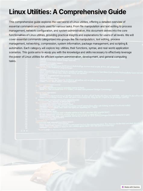 Linux Utilities A Comprehensive Guide Pdf Computer File Linux Distribution