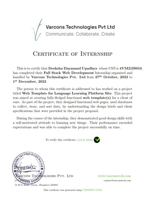 Fullstackdevelopment Webdevelopment Internship Varconstechnologies