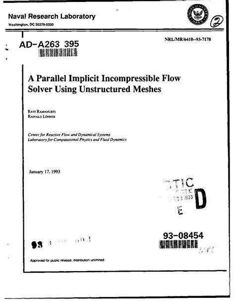 PDF Parallel Implicit Incompressible Flow Solver Using Parallel Implicit Incompressible