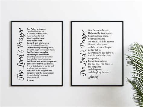 The Lords Prayer Simple Two Versions Printable Digital Wall Art