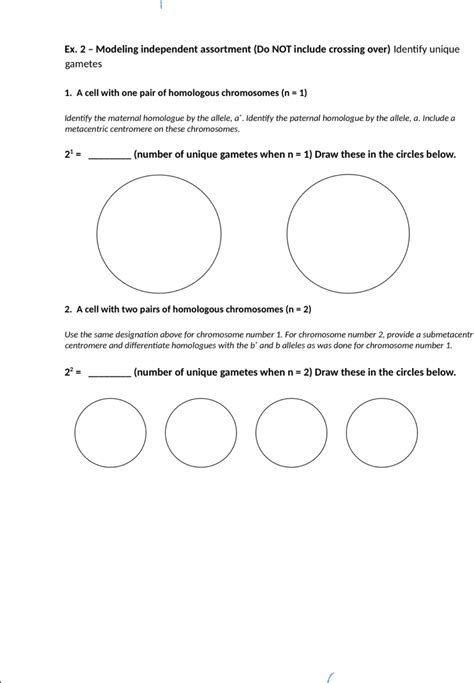 Solved Ex 2 Modeling Independent Assortment Do NOT Chegg Com