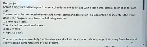 Solved Oop Project Creating A Singly Linked List In Java For A To Do