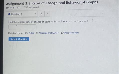 Solved Assignment Rates Of Change And Behavior Of Graphs Chegg