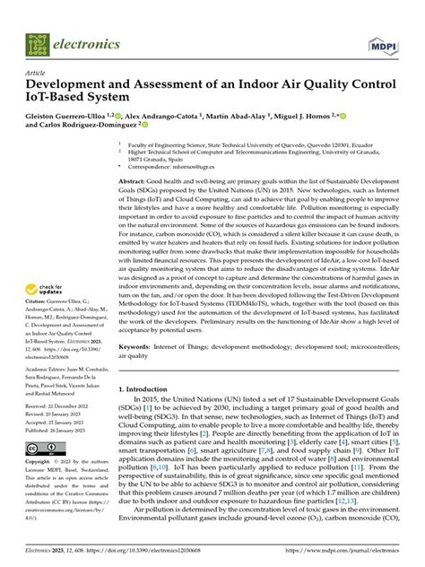 Electronics Development And Assessment Of An Indoor Air Quality Control Iot Based System Pdf
