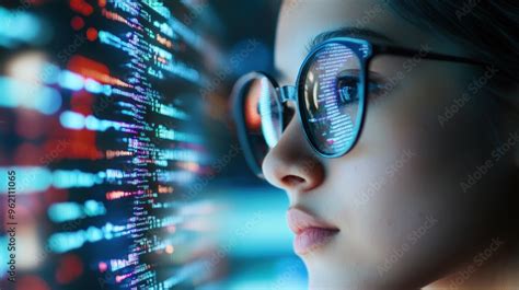 Programming Coding And Person With Focus Hologram And Trading With