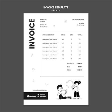 Free Psd Education Concept Invoice Template